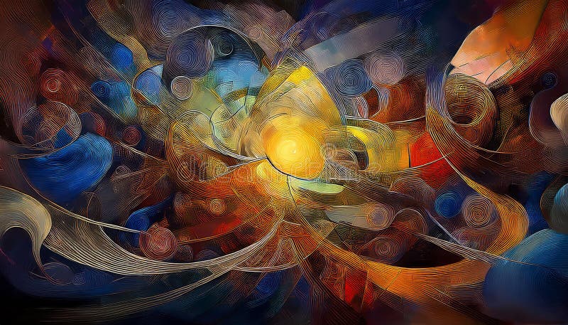 Abstract Painting with Swirling Shapes and Vibrant Colors Stock ...