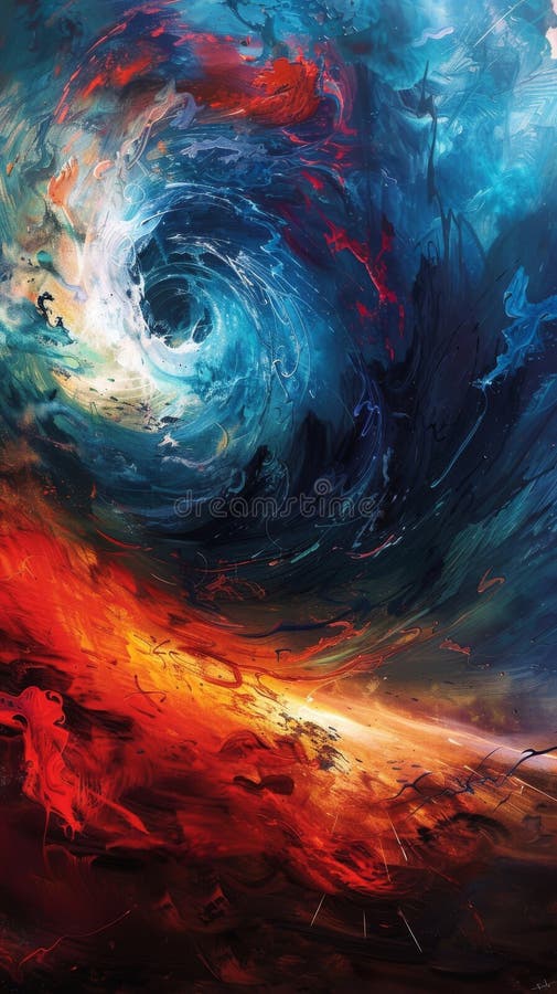 An Abstract Painting Symbolizing the Destructive Power of a Cyclone ...