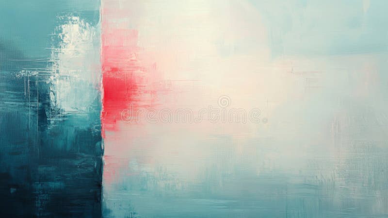 Abstract Painting with Teal, Red, and White Strokes Stock Illustration ...