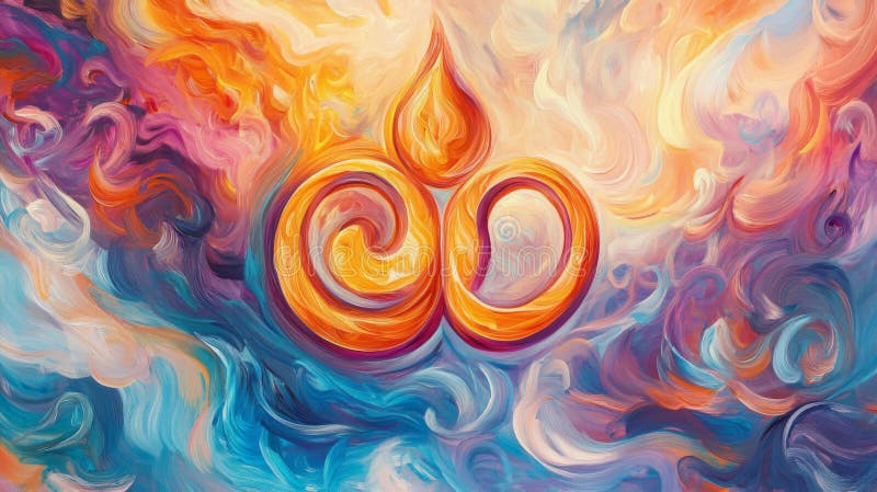 Abstract Painting with a Teardrop and Two Swirls Stock Illustration ...