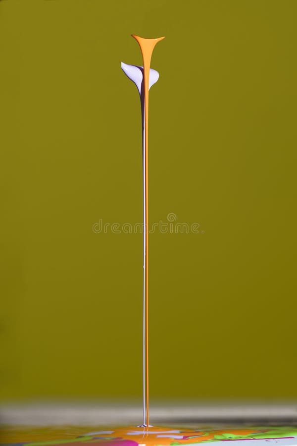 Abstract Painting Two Streams of Paint Flowing Down from Above and ...