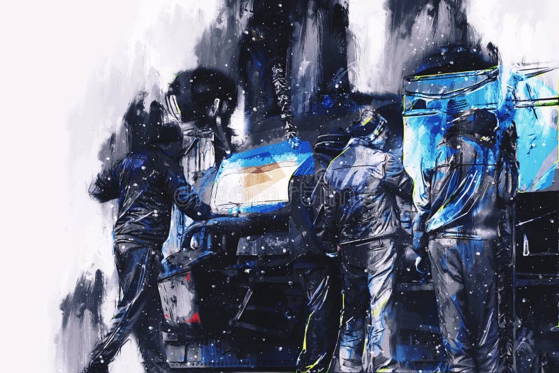 Abstract Painting of Vintage Train and Working Engineers, Digital ...