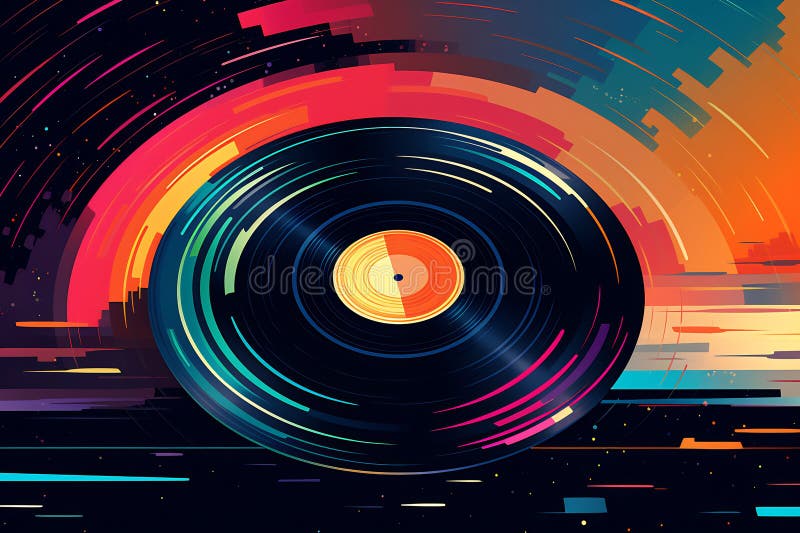 Abstract Painting of a Vinyl Record Stock Photo - Image of design ...