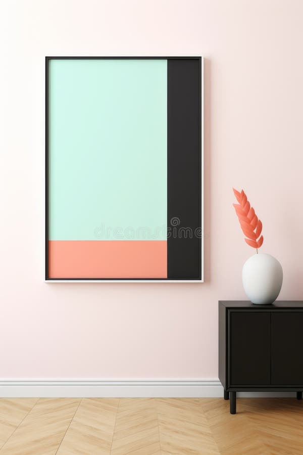 An Abstract Painting on a Wall in a Room Stock Illustration ...