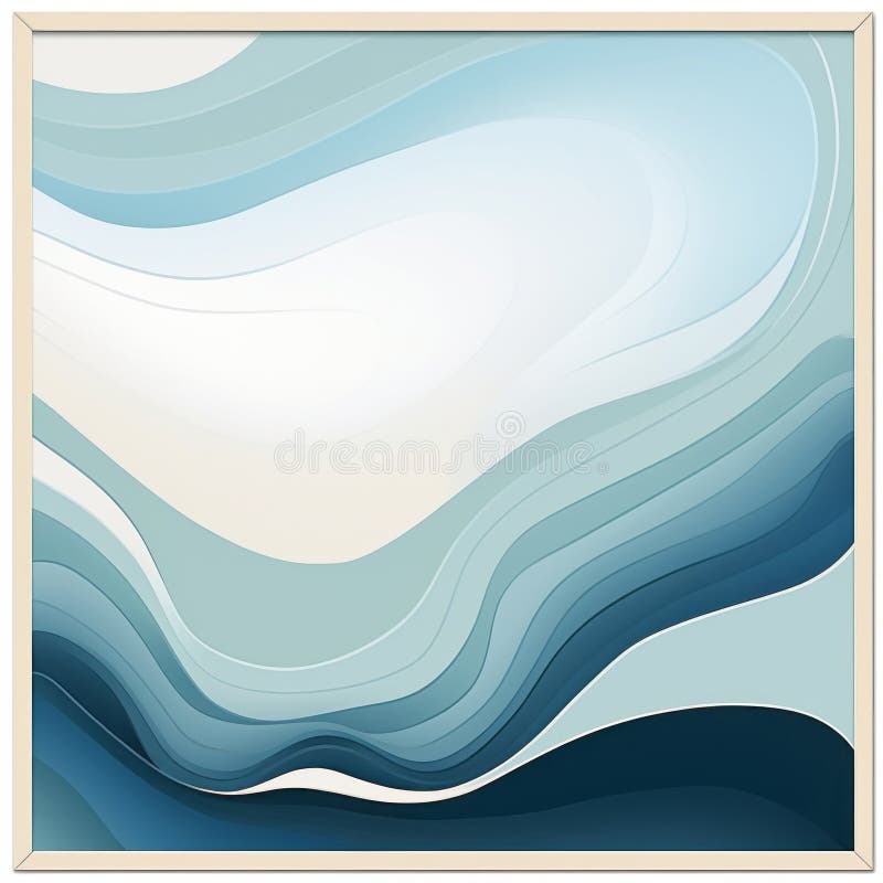 An Abstract Painting with Waves in Blue and White Stock Illustration ...