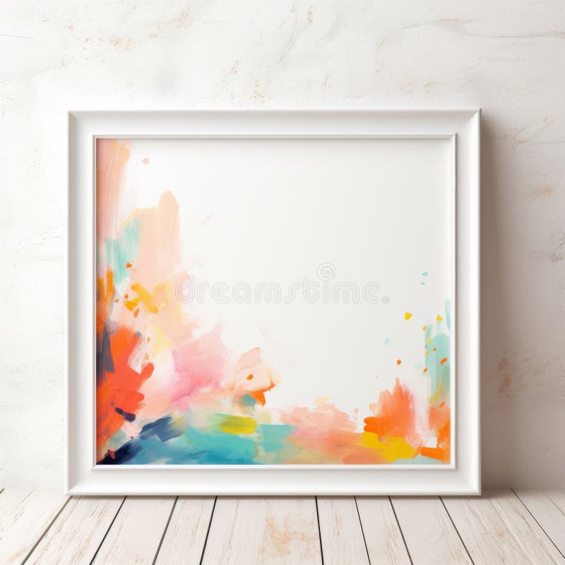 An Abstract Painting in a White Frame on a Wall Stock Illustration ...