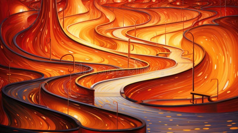 An Abstract Painting of a Winding Road, AI Stock Photo - Image of ...