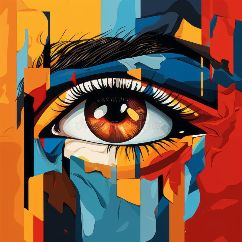 An Abstract Painting of a Womans Eye Stock Illustration - Illustration ...