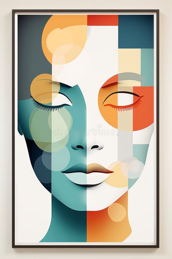 An Abstract Painting of a Womans Face Stock Illustration - Illustration ...