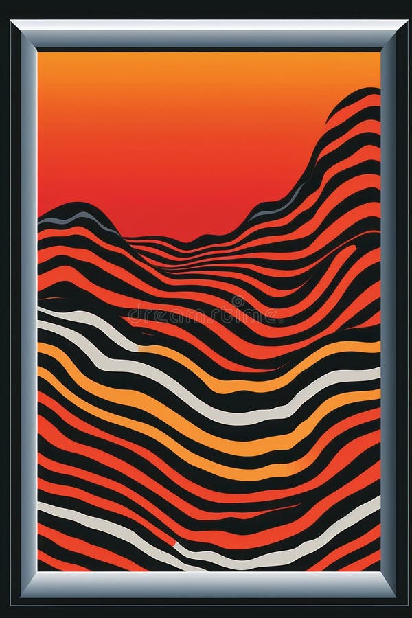 An Abstract Painting of Zebra Stripes on an Orange and Black Background ...