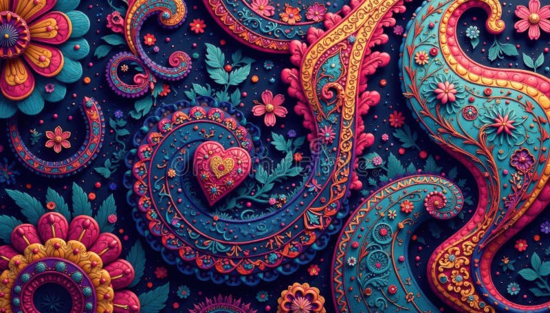 Abstract Paisley Pattern, Continuous Flow, Rich Color Depth and ...