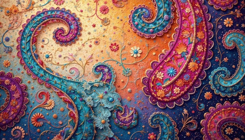 Abstract Paisley Textile with Muted Color Palette and Subtle Texture ...