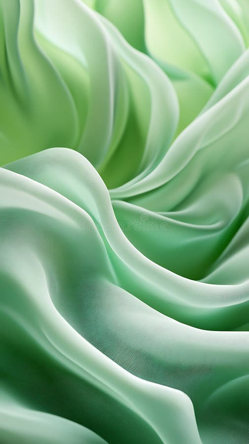 Abstract Pale Green Fabric Flows with Gentle Waves, Creating Dynamic ...