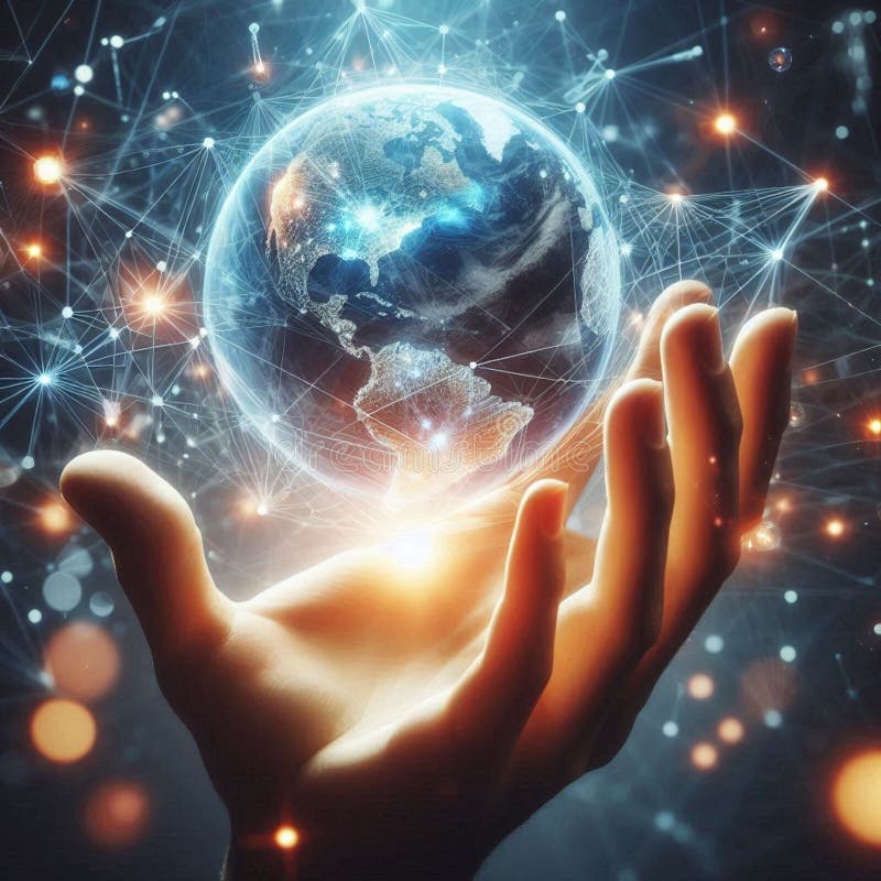 Abstract Palm Hands Represent the Concept of Creative Science and ...