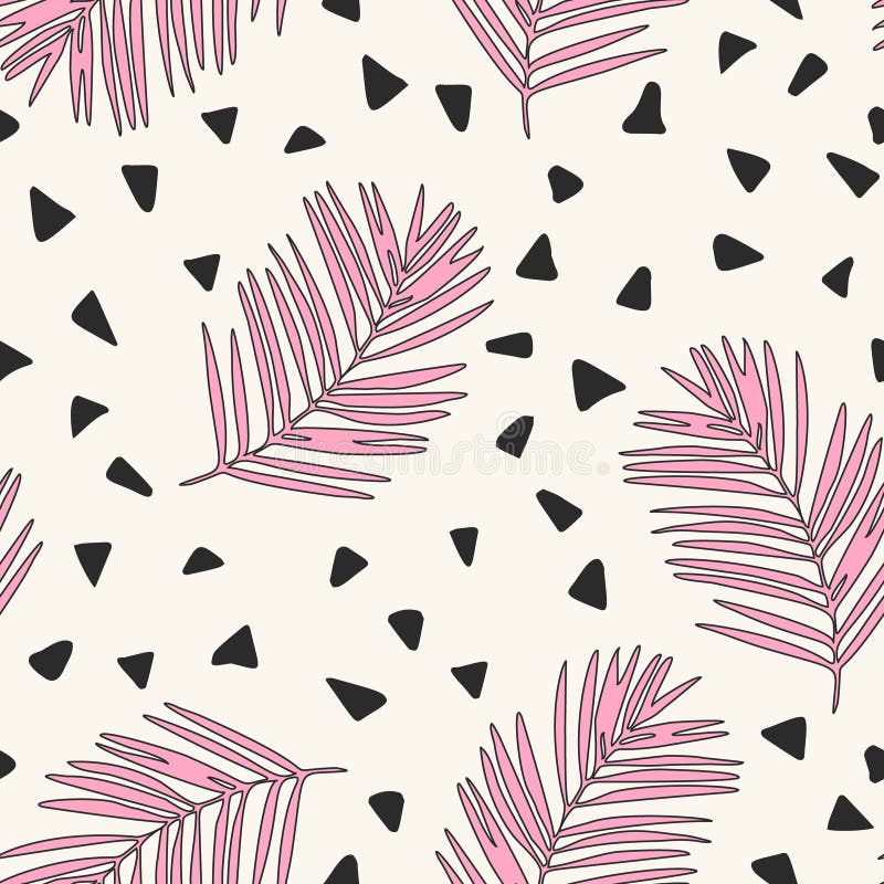 Abstract Palm Leaves Contour, Small Random Triangles Seamless Pattern ...