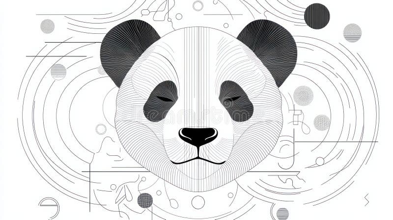 Abstract Panda Bear Illustration with Geometric Shapes and Lines Stock ...