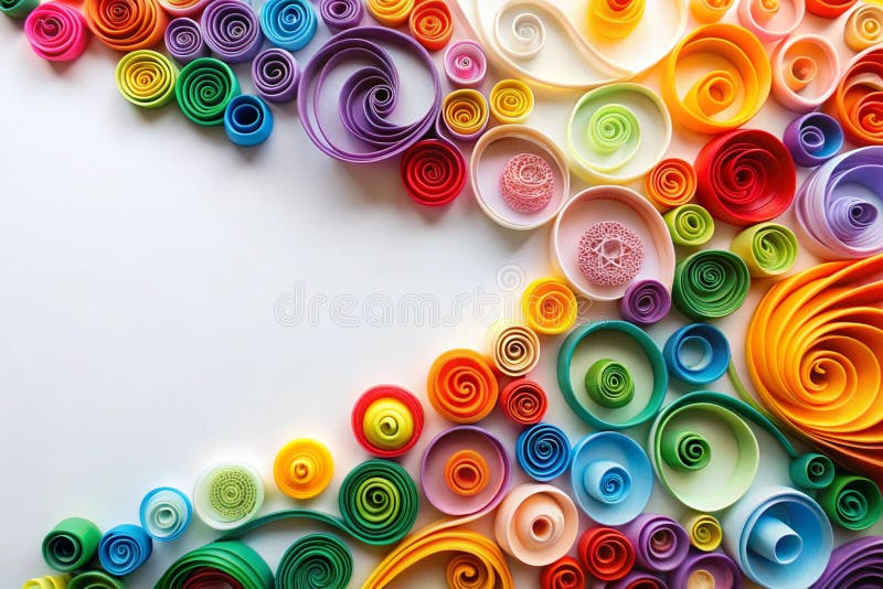 Abstract Panel Made of Colored Paper Scrolled into Curls and Rolls ...