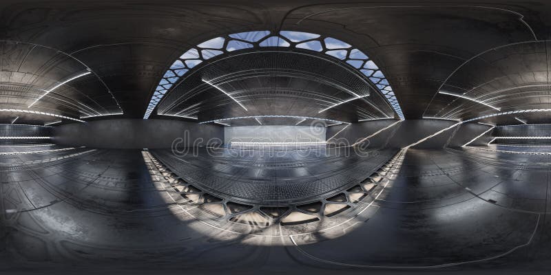 Abstract Panorama of a Modern Industrial Architectural Structure 360 ...