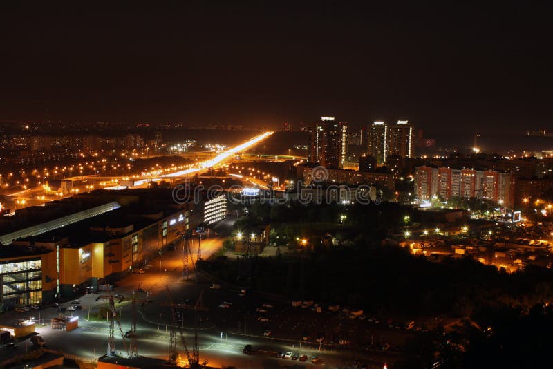 An Abstract Panoramic View of the City at Night Stock Image - Image of ...
