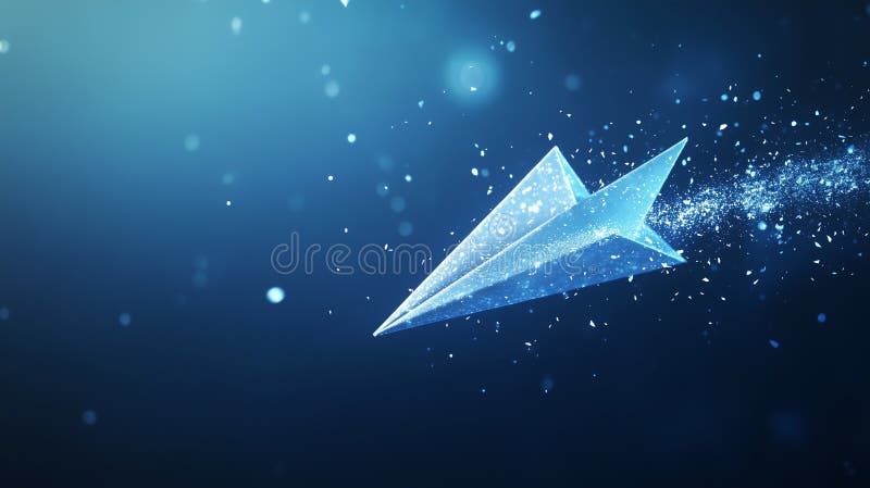 Abstract Paper Airplane with Glowing Particles Stock Image - Image of ...