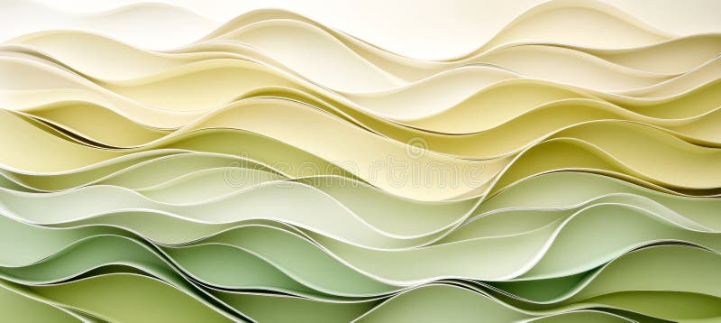 Abstract Paper Art Background, Muted Mustard Green Wave Pattern, Nature ...