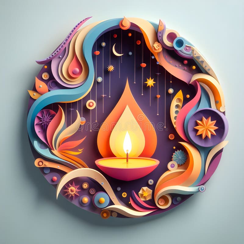 Abstract Paper Art the Colorful Light World of Diwali. Stock ...