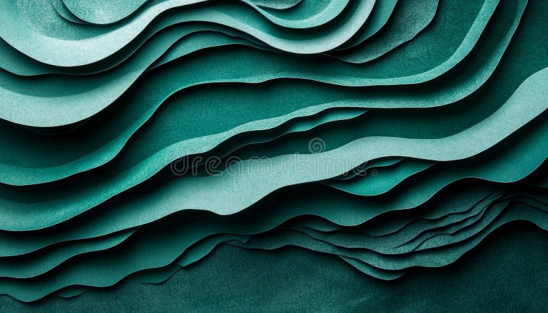 Abstract Paper Art with Emerald Green Wave Patterns, Nature Inspired ...