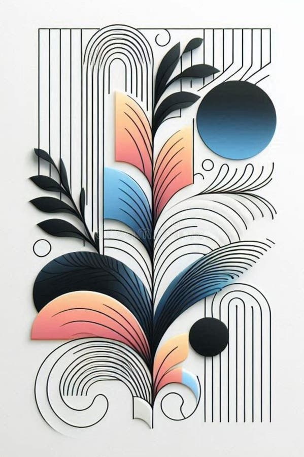 Abstract Paper Art with Geometric and Organic Shapes Stock Illustration ...