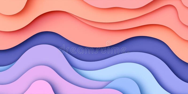 Abstract Paper Carved Background with Dreamy Blue and Pink Wave ...