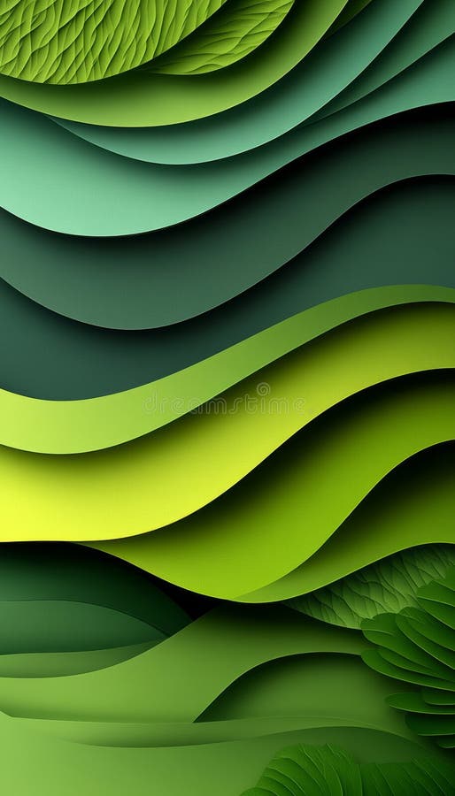 Abstract Paper Carved Background, Muted Avocado and Fresh Lime Wave ...