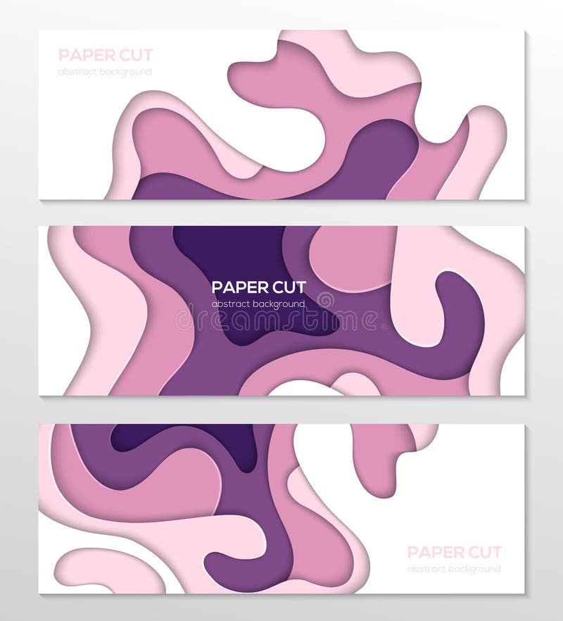 Abstract Paper Cut Layout - Set of Horizontal Vector Posters Stock ...
