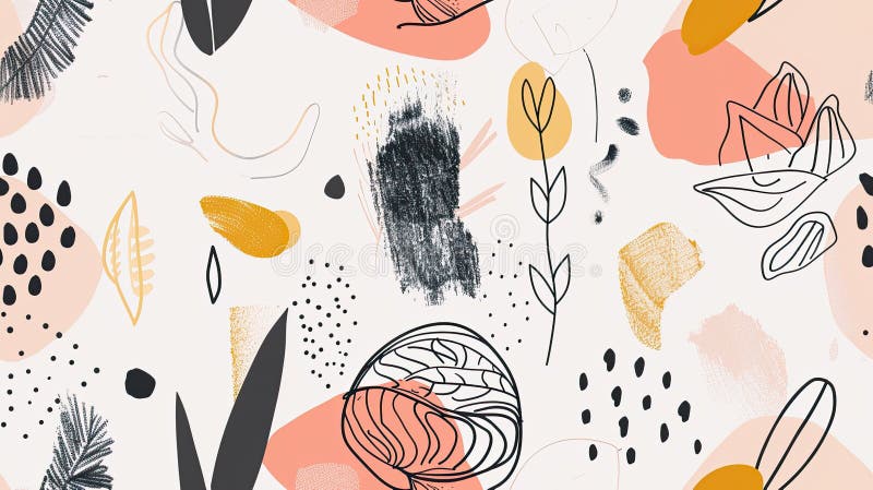 Abstract Paper Cutouts Form a Seamless Pattern Against a Muted Backdrop ...