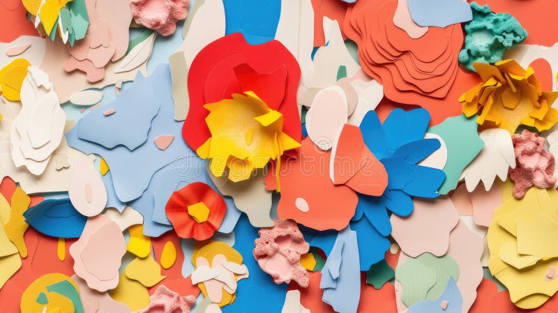 Abstract Paper Cutouts Form a Seamless Pattern Against a Muted Backdrop ...