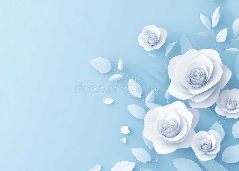 An Abstract Paper Flower is Depicted in Isolation on a Blue Background ...