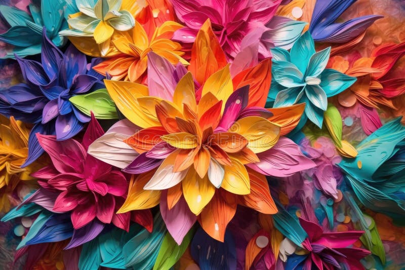Abstract Paper Flower Explosion in Vibrant Colors Stock Illustration ...