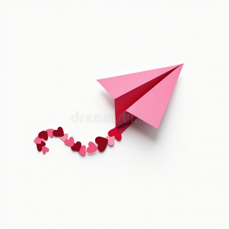 Abstract Paper Plane with Heart-Shaped Trail on a White Background ...