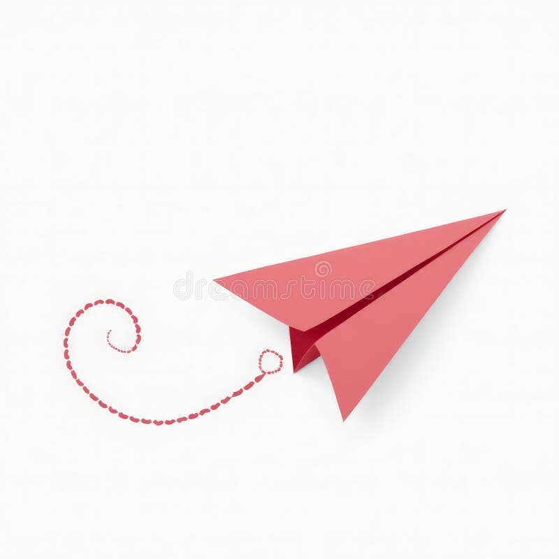 Abstract Paper Plane with Heart-Shaped Trail on a White Background ...