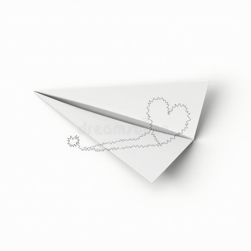 Abstract Paper Plane with Heart-Shaped Trail on a White Background ...