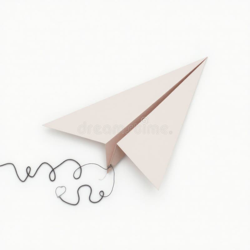 Abstract Paper Plane with Heart-Shaped Trail on a White Background ...