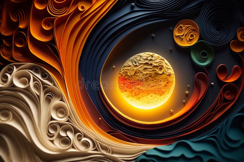 Abstract Paper Quilling Space, Spacetime and Constellations, Stars and ...