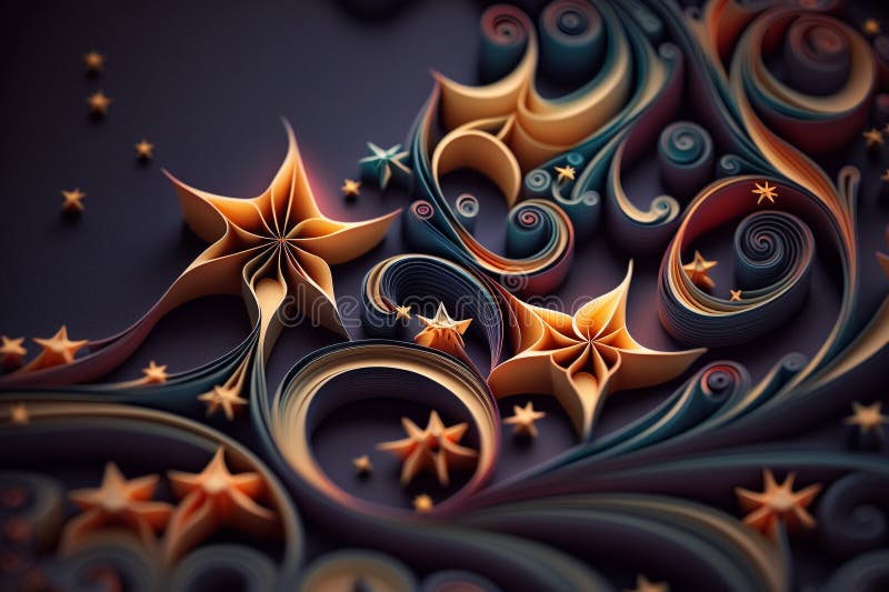 Abstract Paper Quilling Space, Spacetime and Constellations, Stars and ...