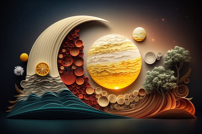 Abstract Paper Quilling Space, Spacetime and Constellations, Stars and ...