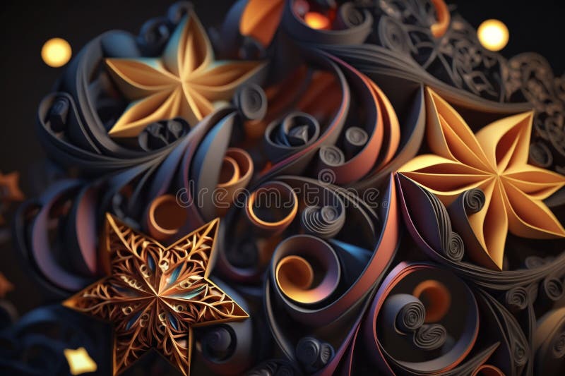 Abstract Paper Quilling Space, Spacetime and Constellations, Stars and ...