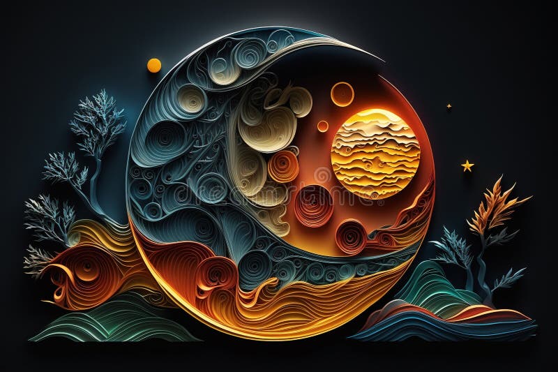 Abstract Paper Quilling Space, Spacetime and Constellations, Stars and ...