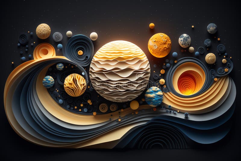 Abstract Paper Quilling Space, Spacetime and Constellations, Stars and ...