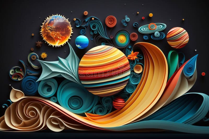 Abstract Paper Quilling Space, Spacetime and Constellations, Stars and ...