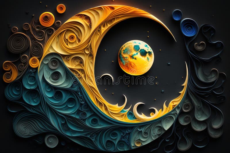 Abstract Paper Quilling Space, Spacetime and Constellations, Stars and ...