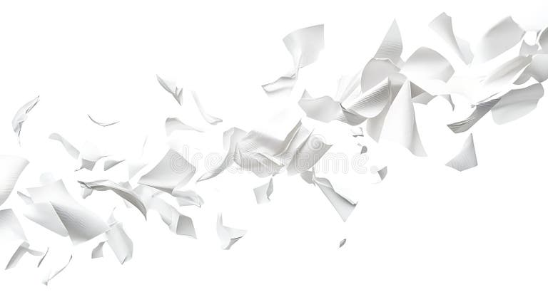 Abstract Paper Sheets Floating Against Clean White Backdrop Represents ...