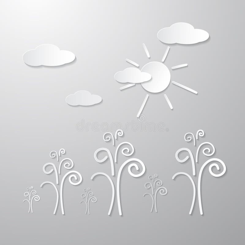Abstract Paper Trees, Flowers, Sun Stock Vector - Illustration of happy ...