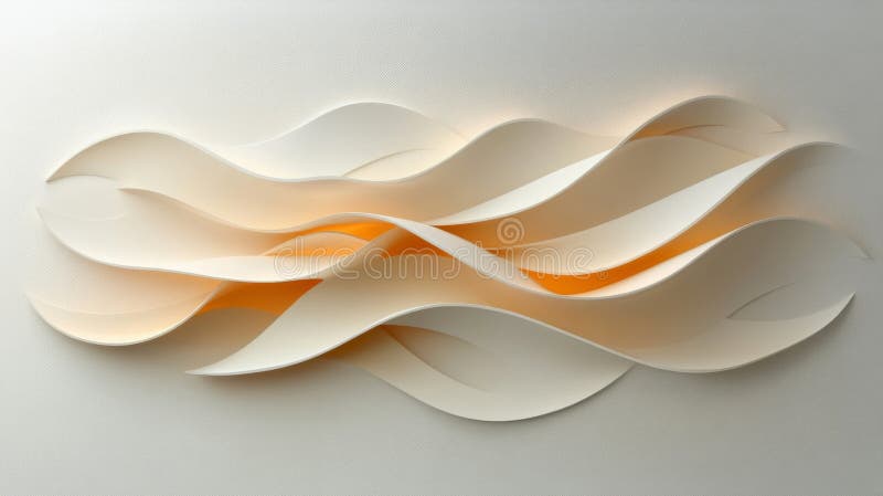 Abstract Paper Waves with Beige and White Color Pallet on a Textured ...